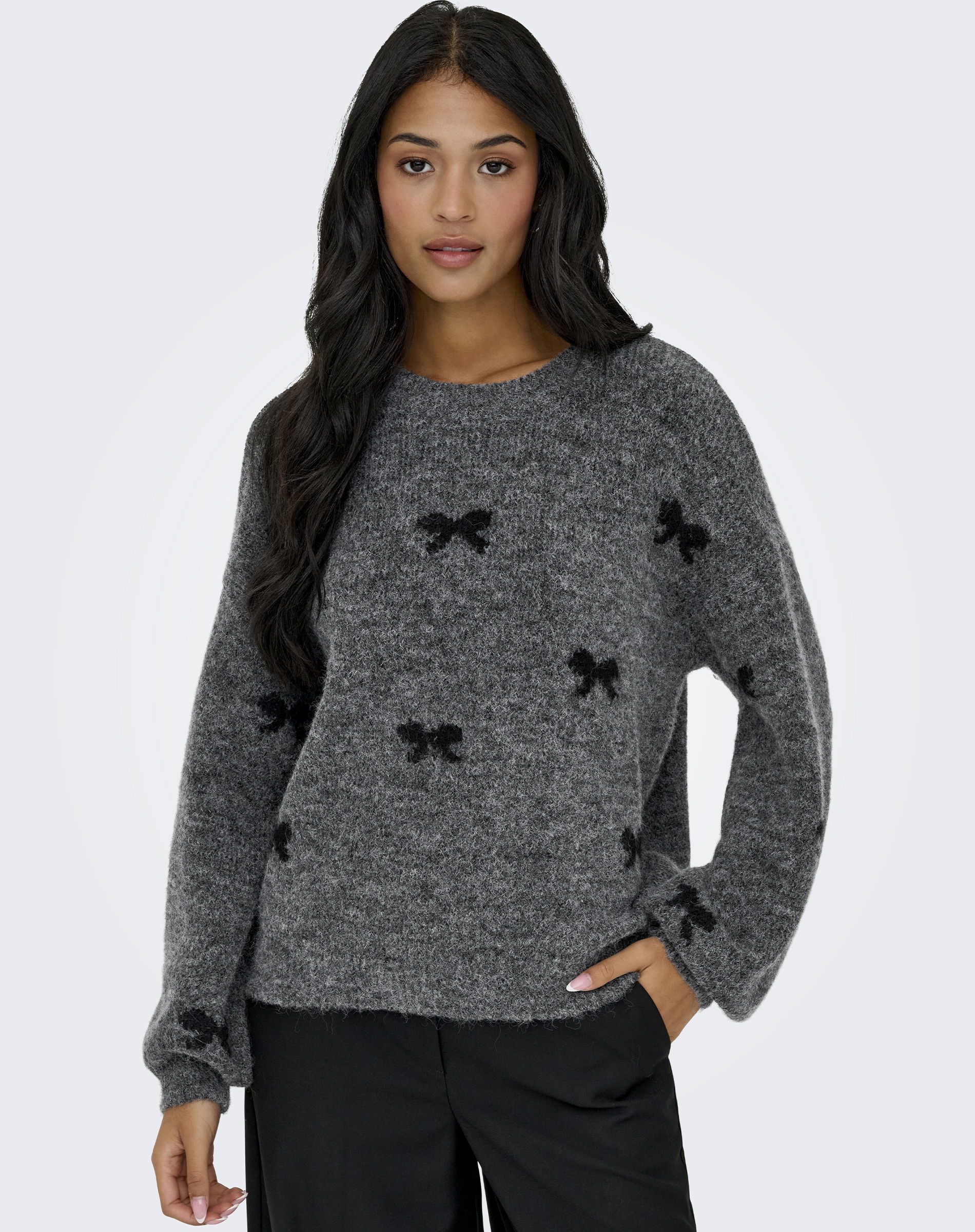 Only - ONLBrunhilda Life Bow Strik - Medium Grey Melange